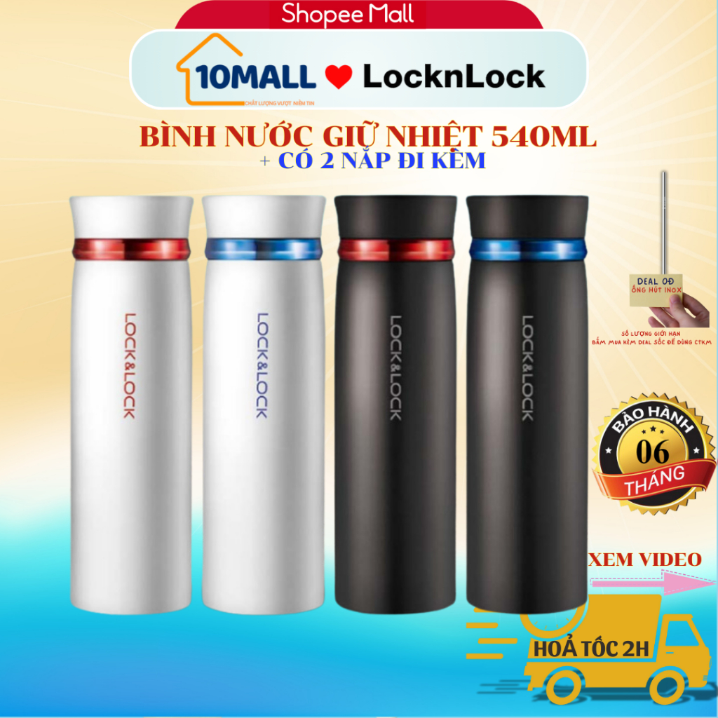 Bình giữ nhiệt 450ml LocknLock 450ml Feather Light LHC4131 có khay lưới lọc trà thép không rỉ ...