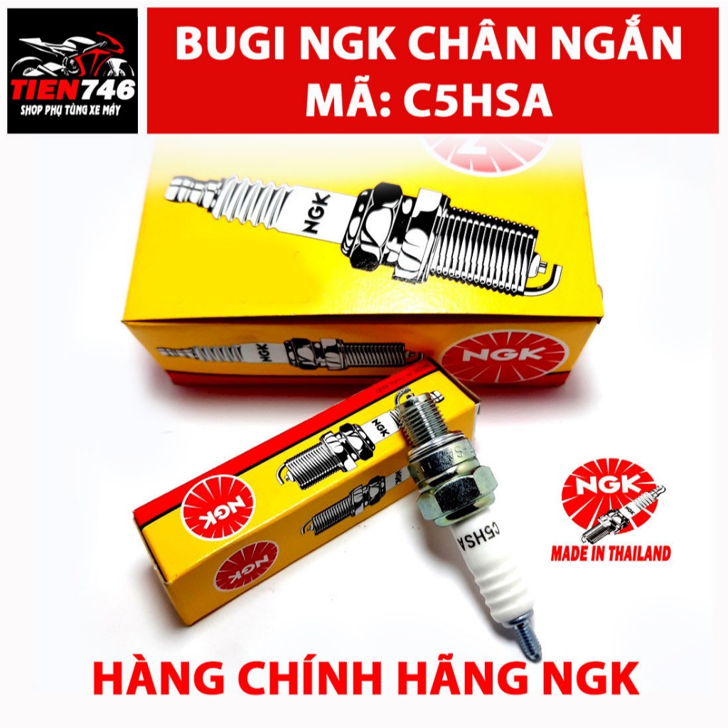 Bugi NGK C5HSA chân ngắn, Hàng chính hãng NGK 100%, lắp cho Wave Dream và nhiều dòng xe khác ...