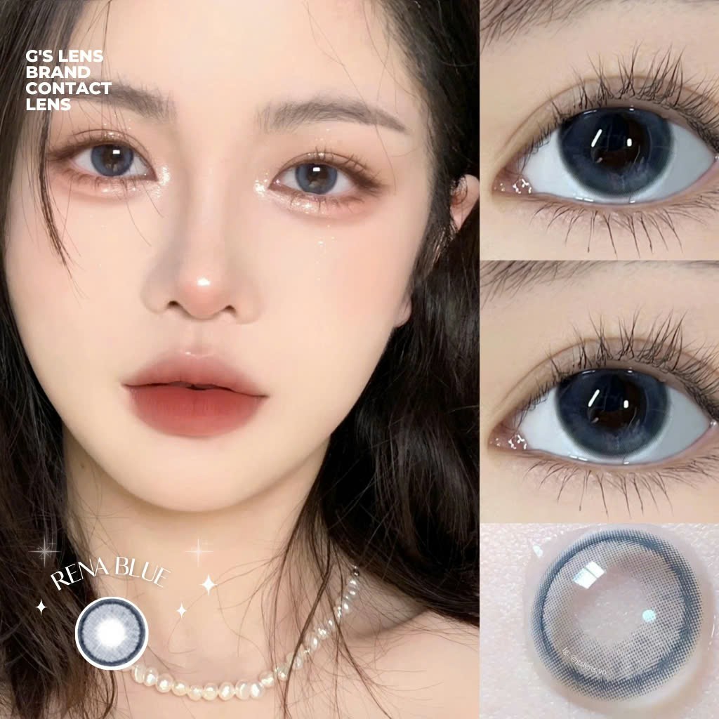Kính áp tròng Gtrendy RENA BLUE xanh tự nhiên giãn nhẹ lens cận 6 tháng ...