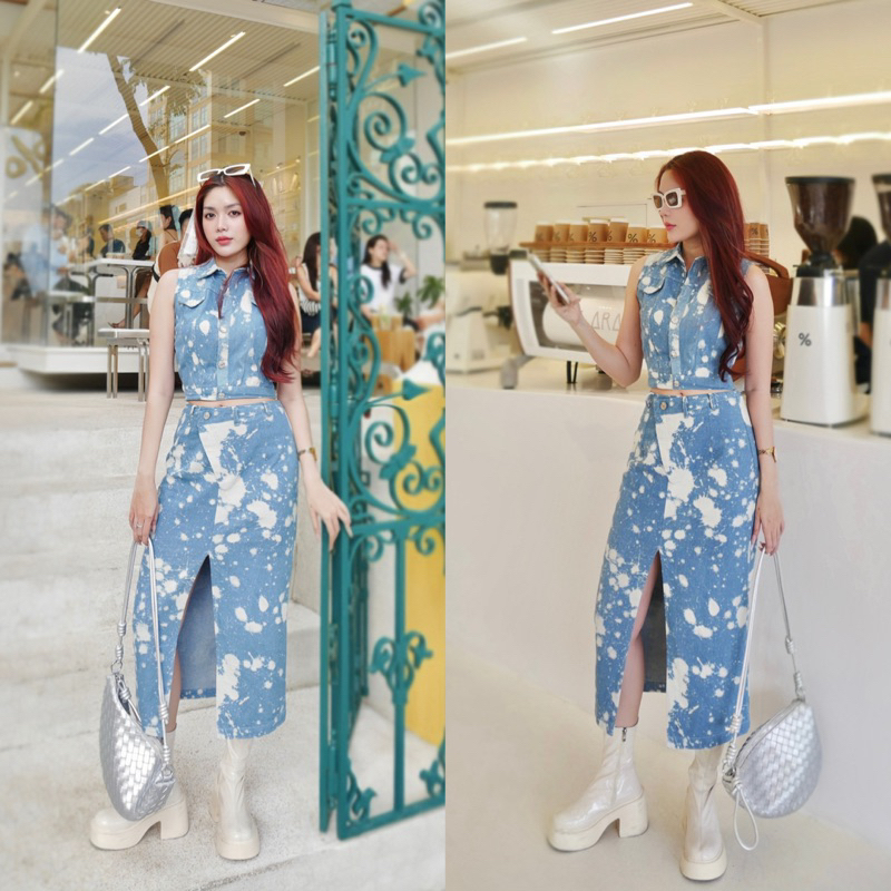 ARA SET - Set jean loang áo và chân váy | Shopee Việt Nam
