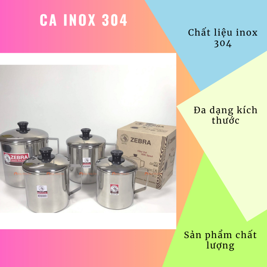 Ca Inox 304 cao cấp đa năng dày bền nhiều dung tích. Ca uống nước inox ...