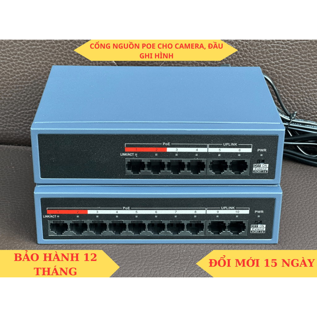 Switch Poe Hik 4/8 cổng + 2 cổng Uplink, dễ dàng sử dụng cho camera,đầu ...
