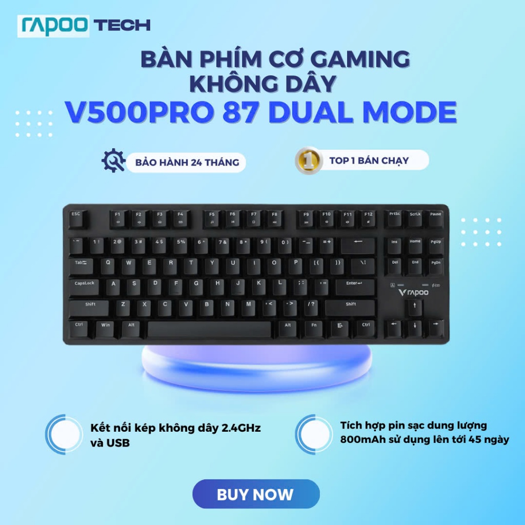 V500PRO 87 DUAL MODE BÀN PHÍM CƠ GAMING KHÔNG DÂY / BÀN PHÍM CƠ KHÔNG DÂY RAPOO CHÍNH HÃNG ...