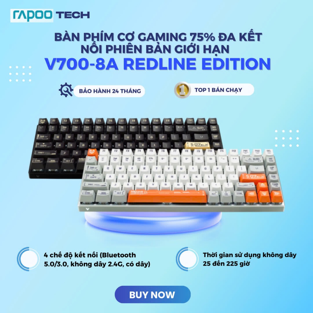 V700-8A Bàn Phím Cơ Gaming 75% Đa Kết Nối phiên bản giới hạn Redline Edition / BÀN PHÍM GAMING ...