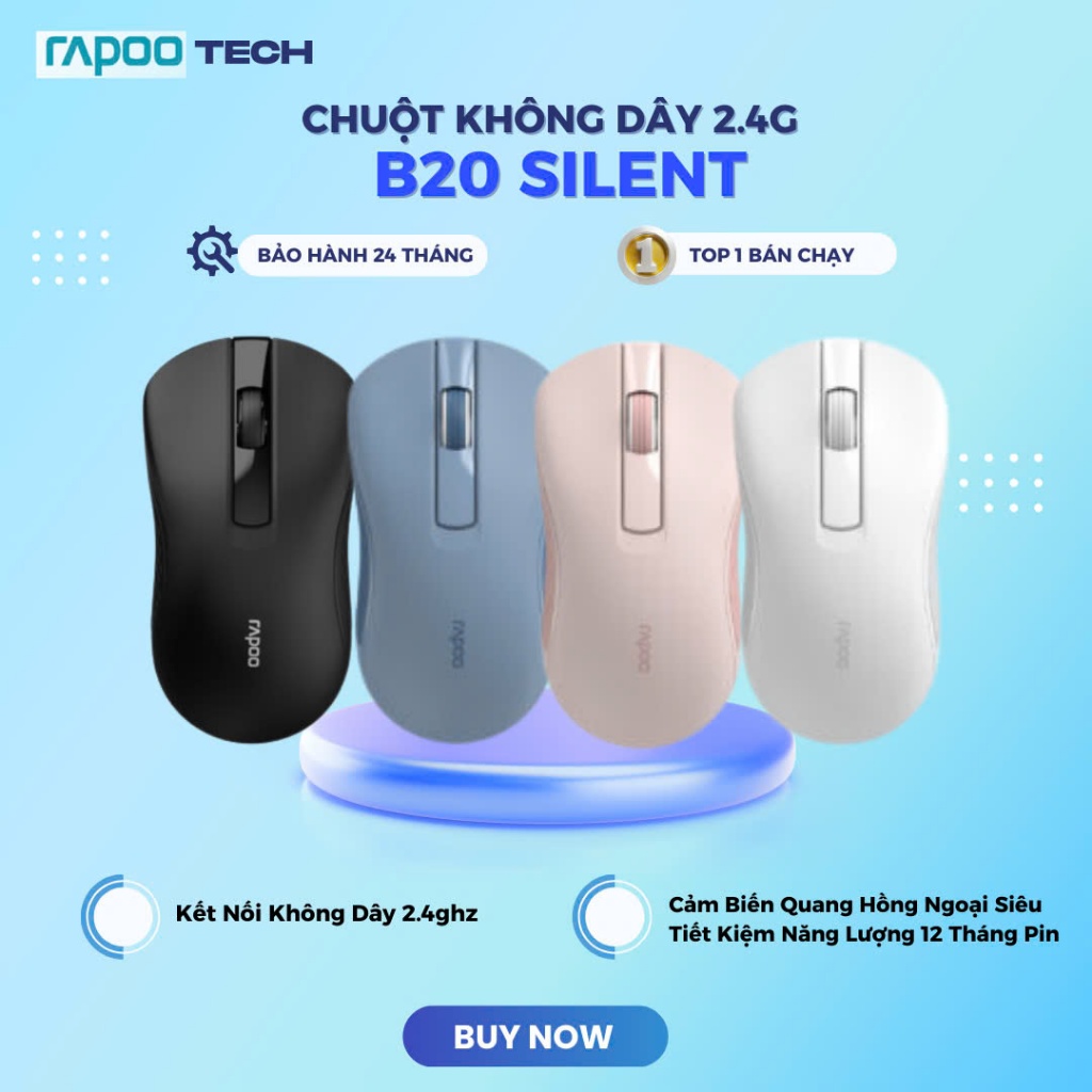 Chuột không dây Rapoo B20 Silent (USB Wireless 2.4GHz ) | Shopee Việt Nam