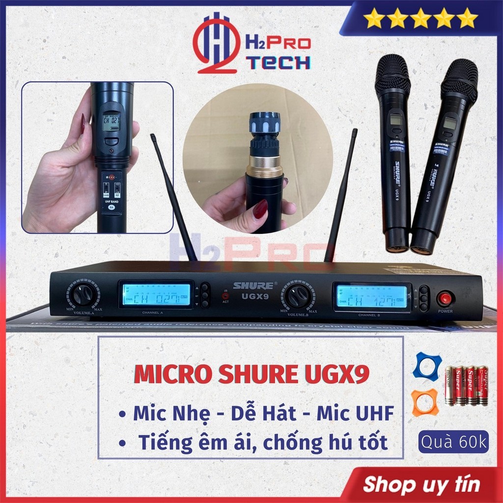 Micro Không Dây Shure Ugx9 Uhf Chống Hú, Mic Hát Karaoke Ugx9 Cao Cấp ...