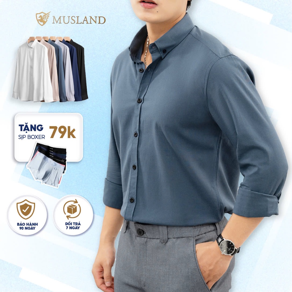 Sơ Mi Nam Dài Tay Musland Thiết Kế Đơn Giản Tinh Tế Chất Liệu Co Dãn ...