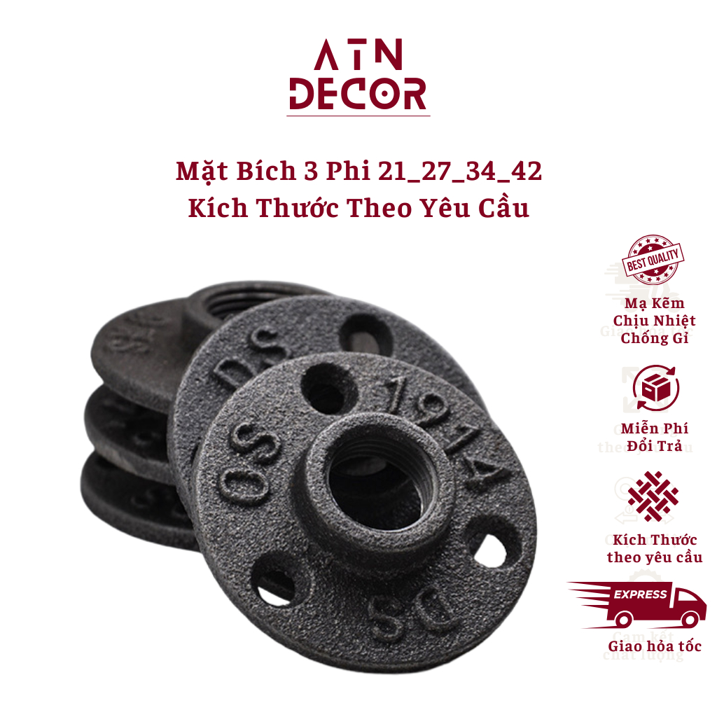 Mặt Bích 3 Lỗ Phi 21 27 34 42 Mạ Kẽm DECOR ATN Khớp Nối Nhanh | Shopee ...