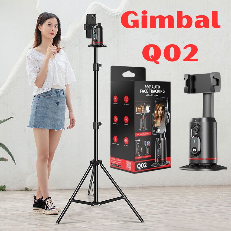 Giá đỡ điện thoại gimbal Q02 tự động xoay 360 nhận diện di chuyển khuôn mặt quay Video ...