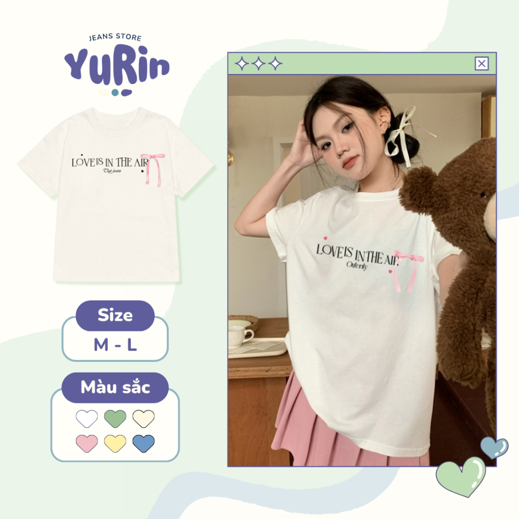 Áo thun baby tee in nơ love in the air Yurin Jeans A105 | Shopee Việt Nam