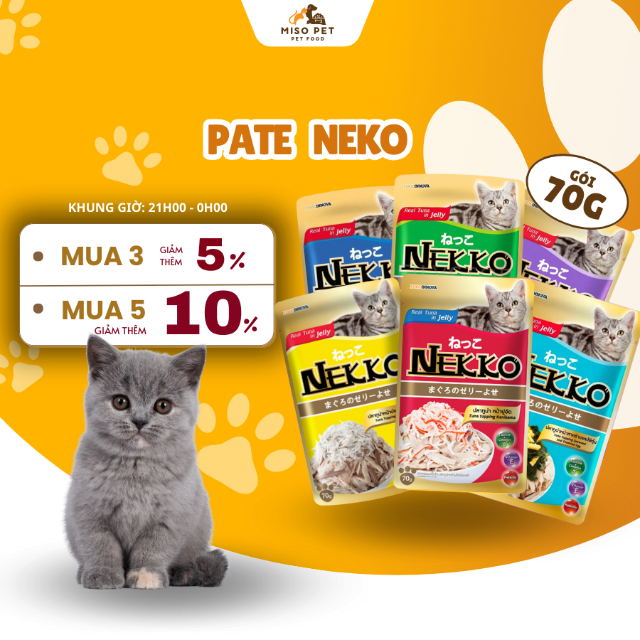 Pate Nekko Cho Mèo Gói 70g, Pate Mèo Nhập Khẩu Thái Lan Nhiều Vị Đa ...