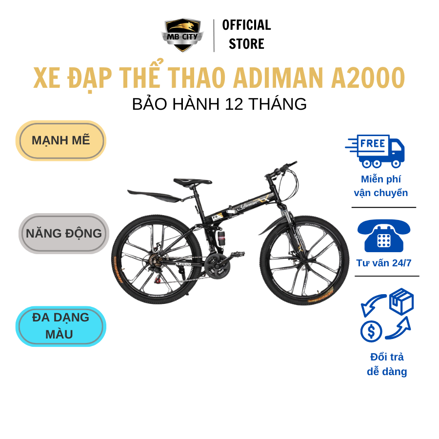 Xe đạp thể thao Chính Hãng - Cá Tính, phong cách, trẻ trung (Adiman a2000 chính hãng bảo hành 1 ...