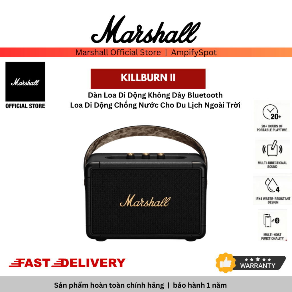 Marshall Kilburn II Loa Bluetooth Di Động Mang Theo Chống Nước Đi Du Lịch | Shopee Việt Nam