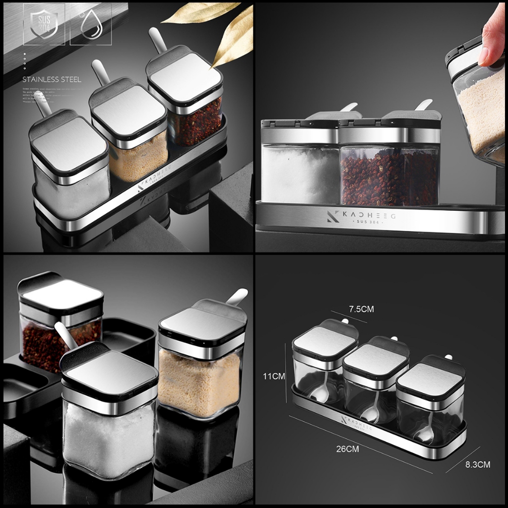 Set 3 lọ đựng gia vị phong cách Bắc Âu KACHEEG MOERI cao cấp | Shopee ...