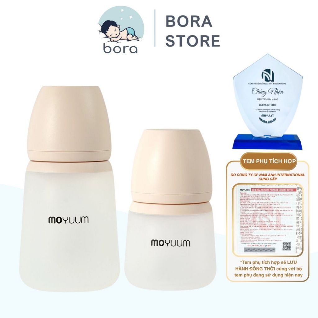 Bình sữa Moyuum silicon Hàn Quốc cao cấp 160ml/260ml [Được chọn núm 1 - 4][Cam kết chính hãng ...