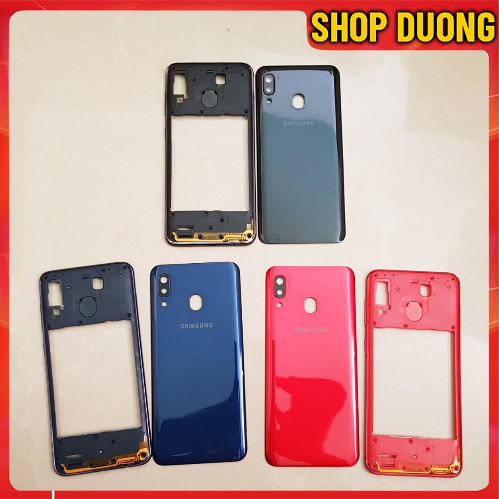 Samsung A20 Full Bộ Nắp, khung xương, viền , nút bấm khay sim ...