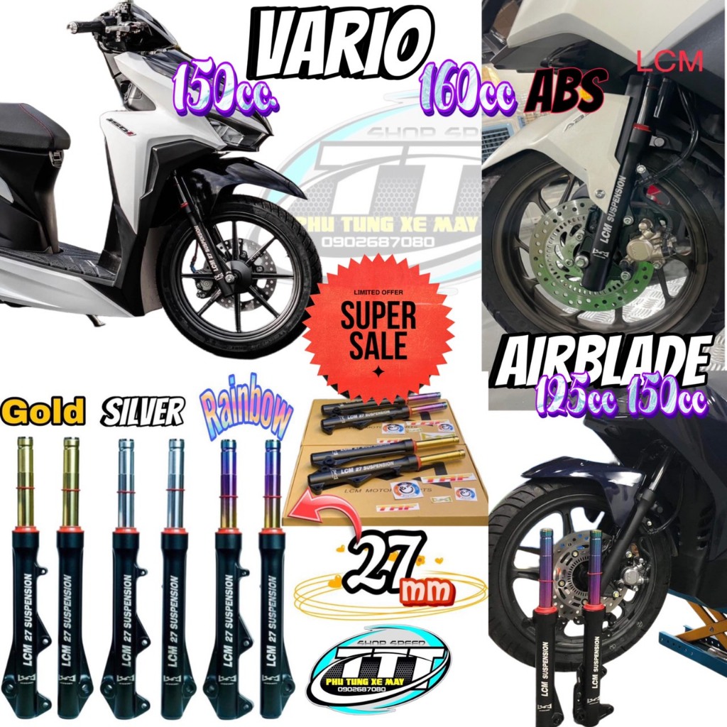 PHUỘC TRƯỚC LCM VARIO / CLICK / AIRBLADE 125-150-160cc CÁC ĐỜI | Shopee ...