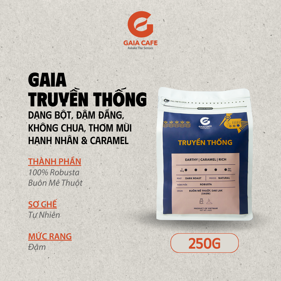 [250GR] Cà phê phin TRUYỀN THỐNG Gaia Cafe | Cafe Robusta 100% rang xay ...