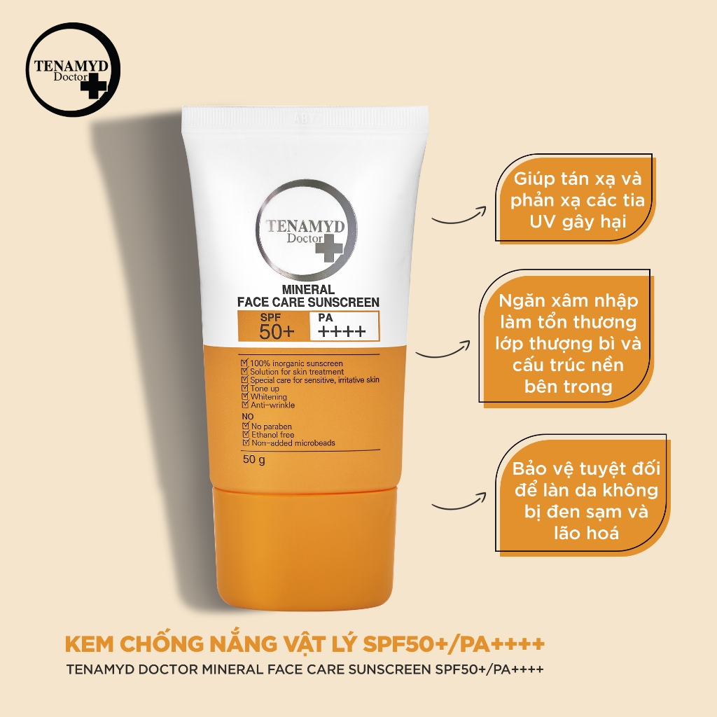 Kem chống nắng vật lý SPF50+/PA++++ - TENAMYD DOCTOR MINERAL FACE CARE ...