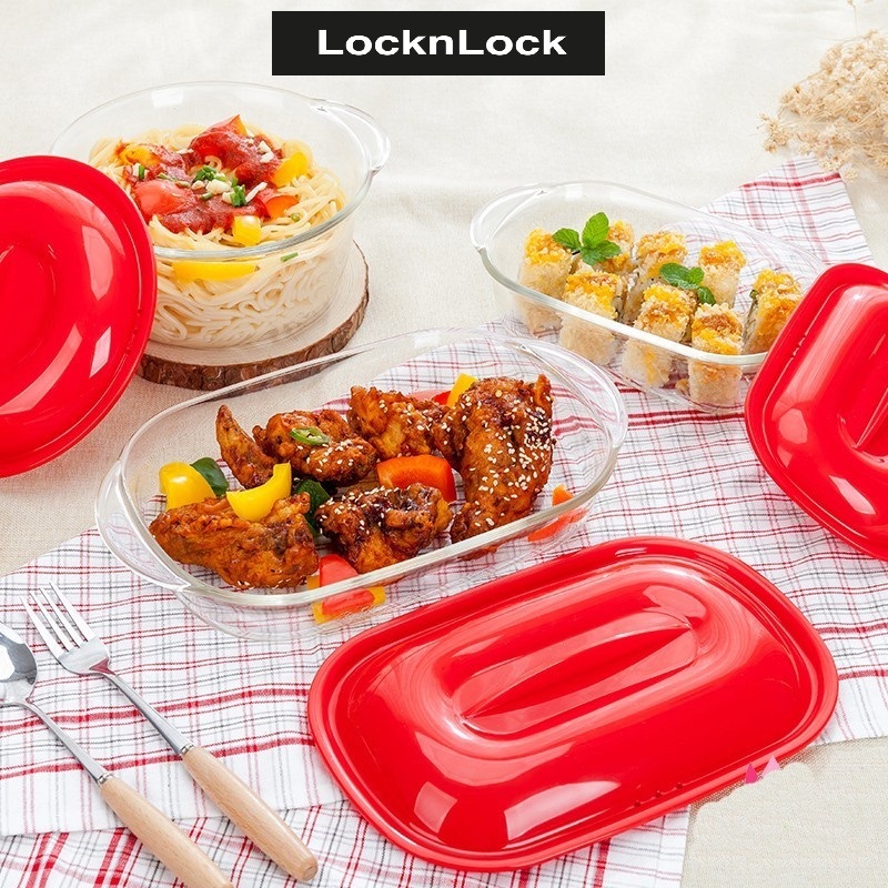 Khay Thủy Tinh Đựng Thức Ăn Có Nắp Đậy Lock&Lock Easy Cook 650ml (LLG482) 900ml (LLG483 ...