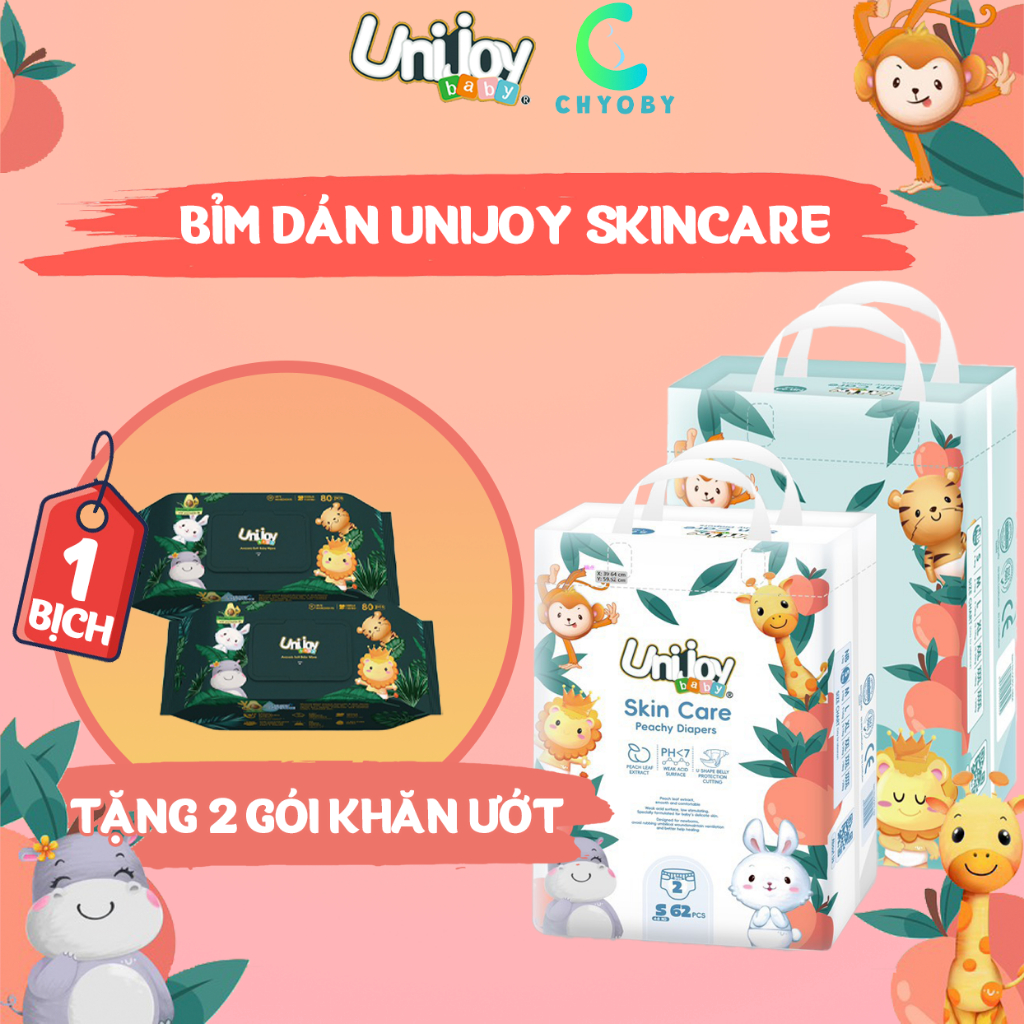 1 Bịch Tã bỉm dán ngày Unijoy Skin Care mềm mỏng đủ Size NB - S - M cho ...