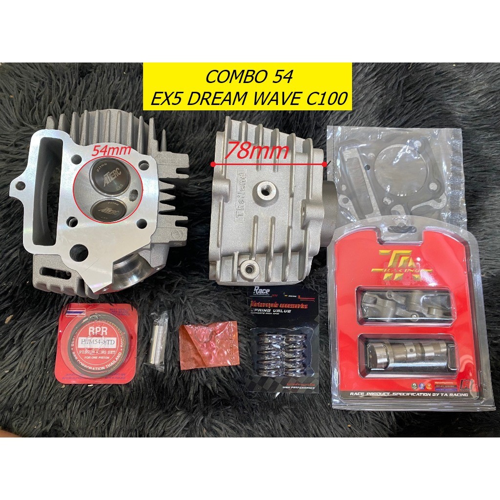 Combo Đầu & Xi Lanh Piston size 54 EX5 DREAM WAVE100 CLASS1 SUPRA FIT ...