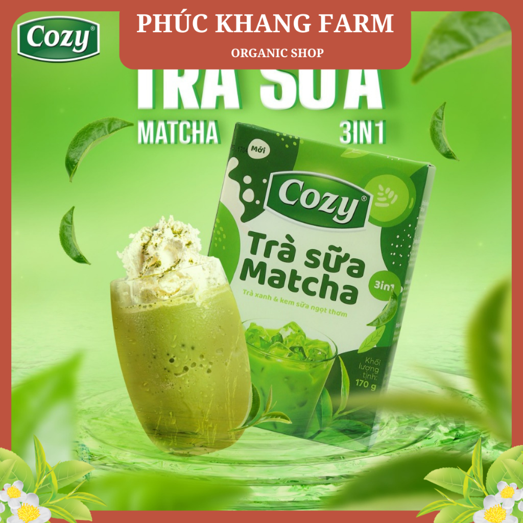 Trà Sữa Cozy Matcha 3 in 1 (10 gói x 17gr), trà sữa gói thơm vị matcha ...