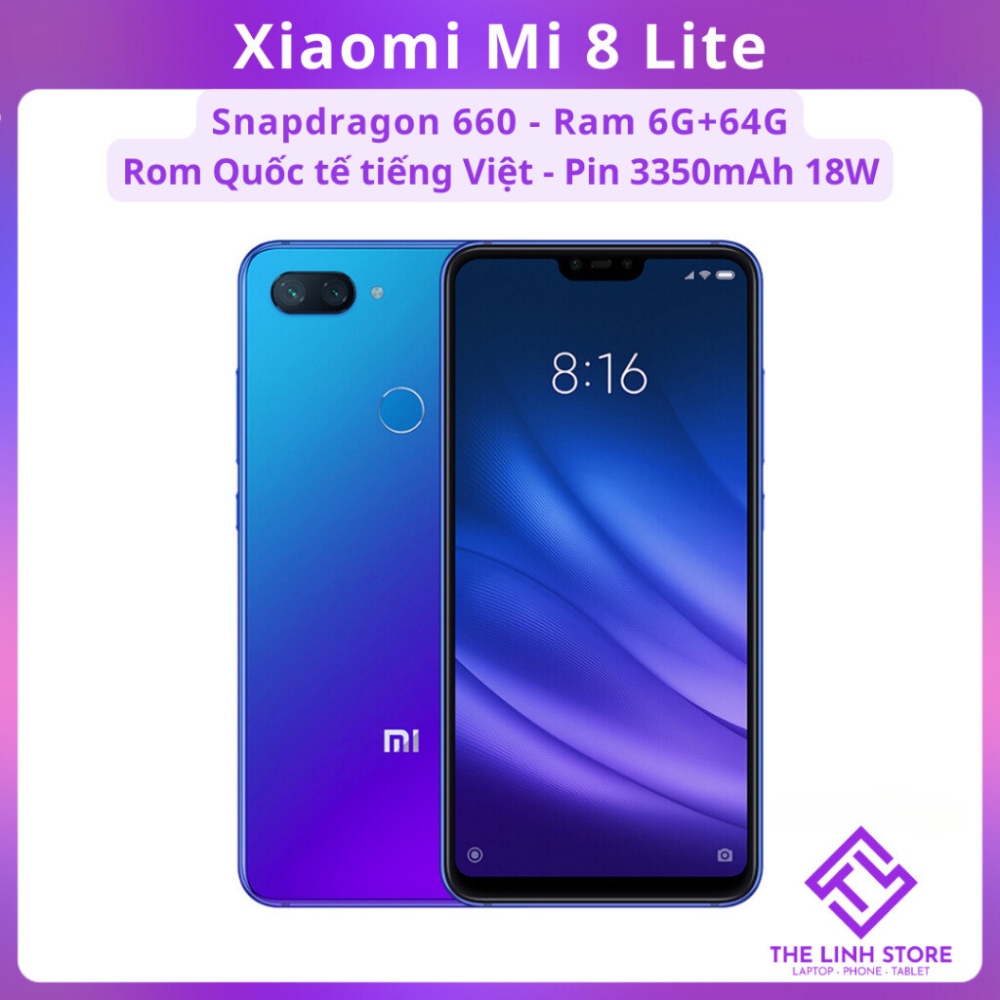 Điện thoại Xiaomi Mi 8 Lite Rom quốc tế tiếng Việt - Snapdragon 660 ram 6G 64G | Shopee Việt Nam