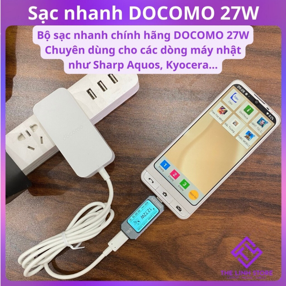 Bộ sạc nhanh DOCOMO chính hãng 27W - Sạc nhanh cho Sharp R3 R5G R6 R7 ...
