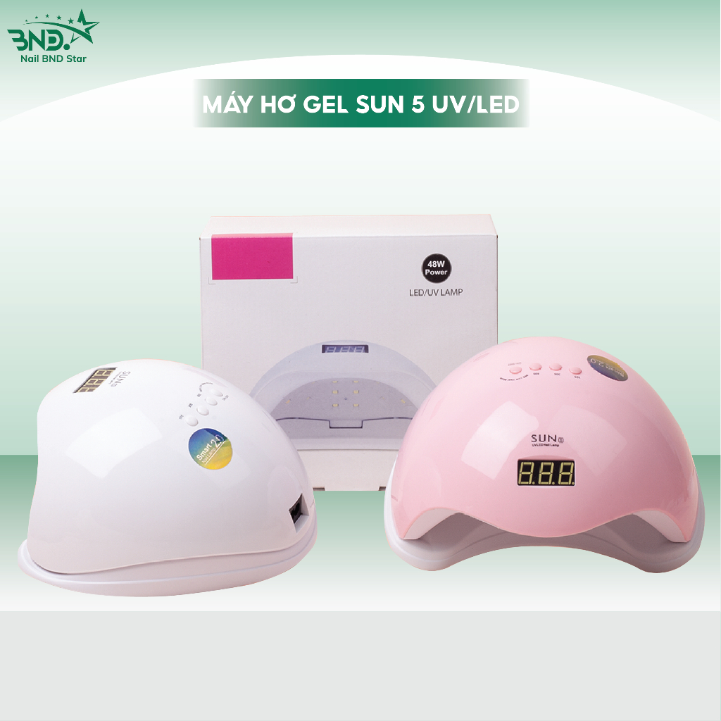 Máy hơ gel SUN 5 UV/LED tem xanh 48W 24 bóng đèn - Máy hơ móng mini dành cho học viên Nailbnd ...