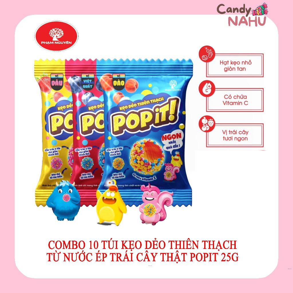 Combo 10 Túi Kẹo Dẻo Thiên Thạch Từ Nước Ép Trái Cây Thật Popit 25g ...