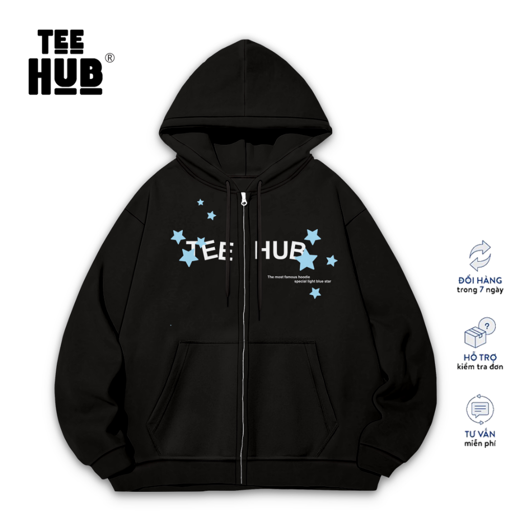 Áo Hoodie ZIP Star Khoác Nỉ Mũ Kéo Khóa TEEHUB Nỉ Bông Cotton Unisex ...