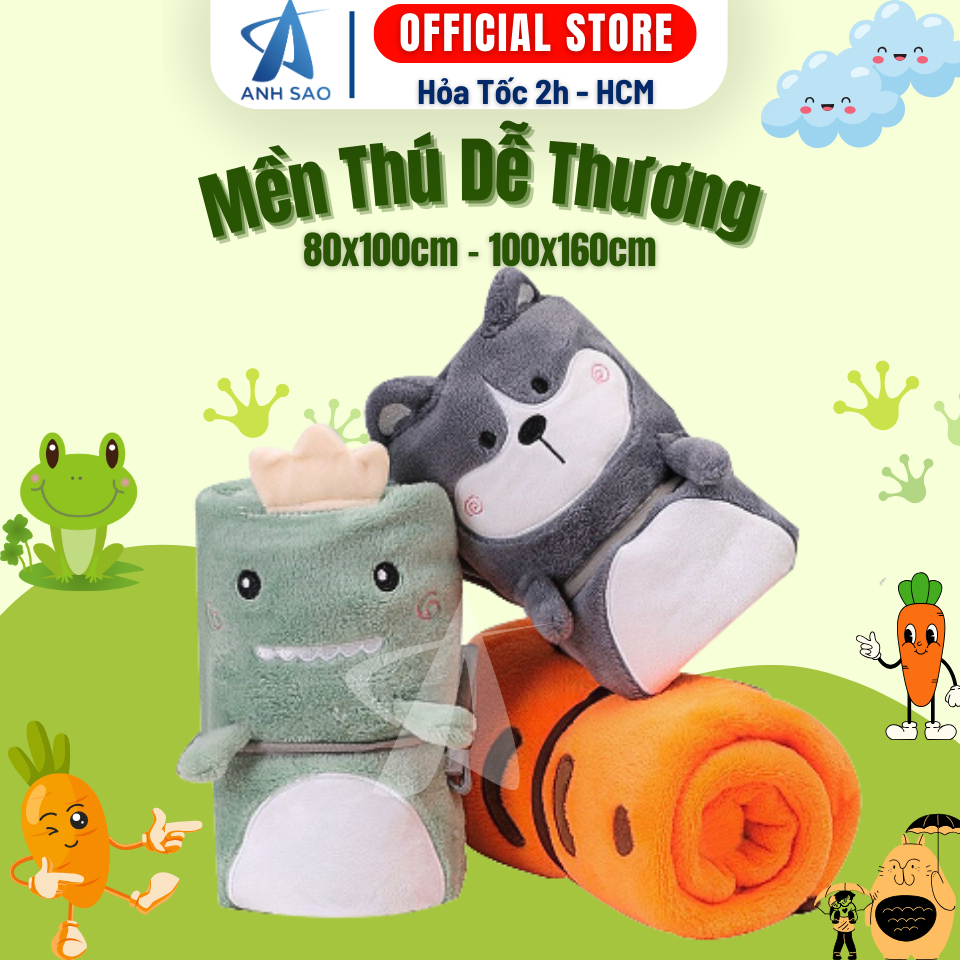 Chăn Mền Ngủ Văn Phòng Nhỏ Gọn Cầm Tay Hình Thú Ánh Sao Mềm Mại Đi Du ...