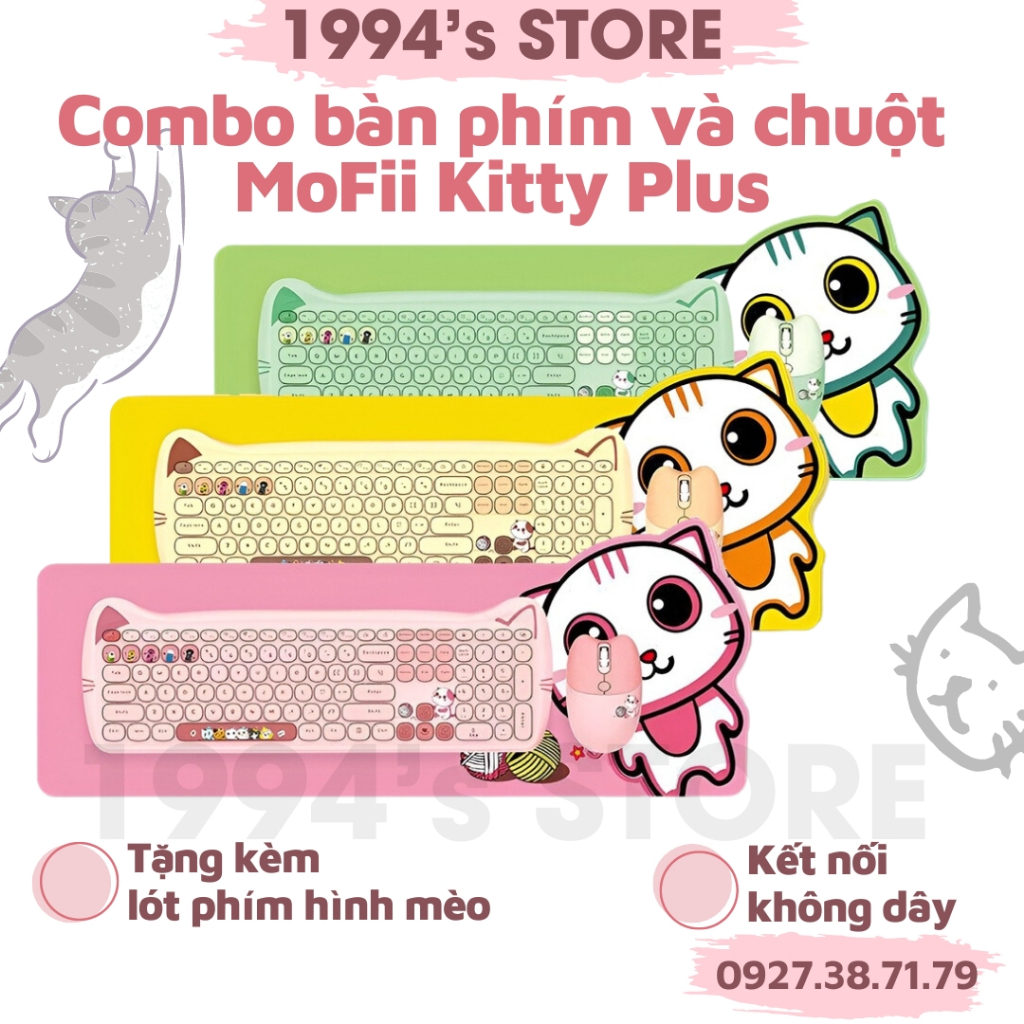 Combo bàn phím giả cơ và chuột MOFII Geezer KITTY CAT PLUS không dây ...