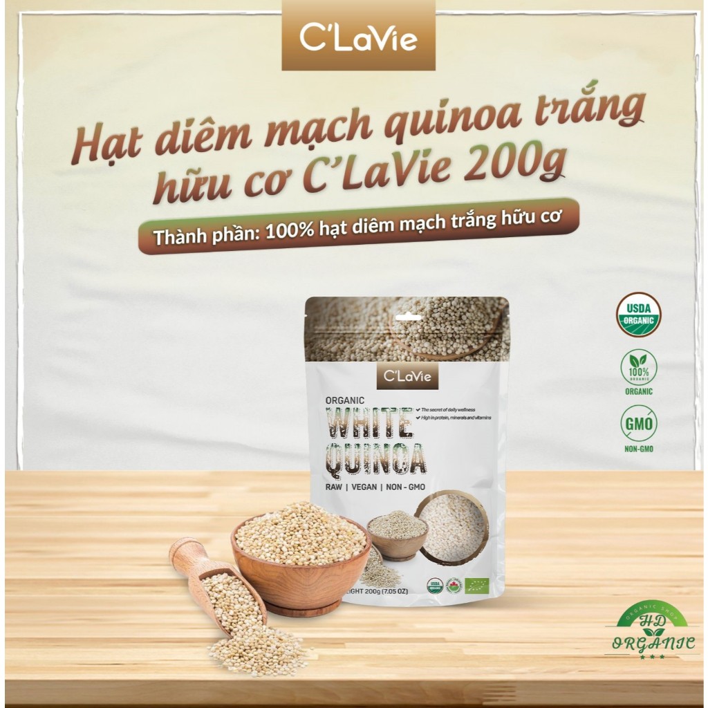 Hạt diêm mạch quinoa hữu cơ C'LaVie 200g trộn làm salad, xay làm bột ăn dặm , nấu cháo | Shopee ...