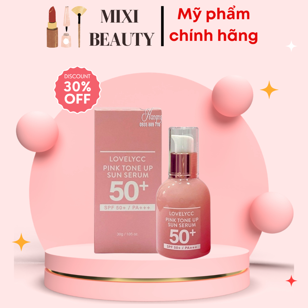 Serum Lovelycc Pink Tone Up Sun Serum SPF 50+ PA++++ 30ml | Shopee Việt Nam