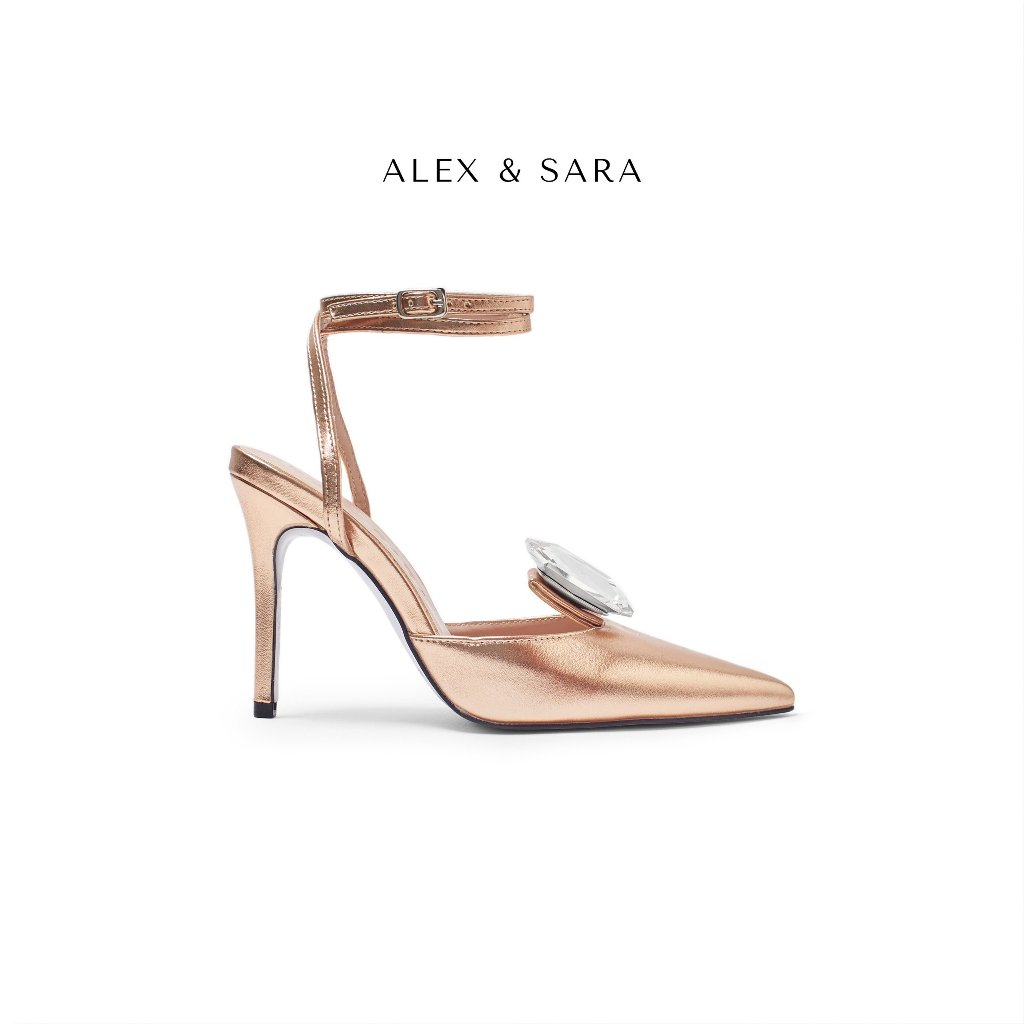 Giày cao gót mũi nhọn, đính đá vuông sang trọng độc đáo | ALEX & SARA ...