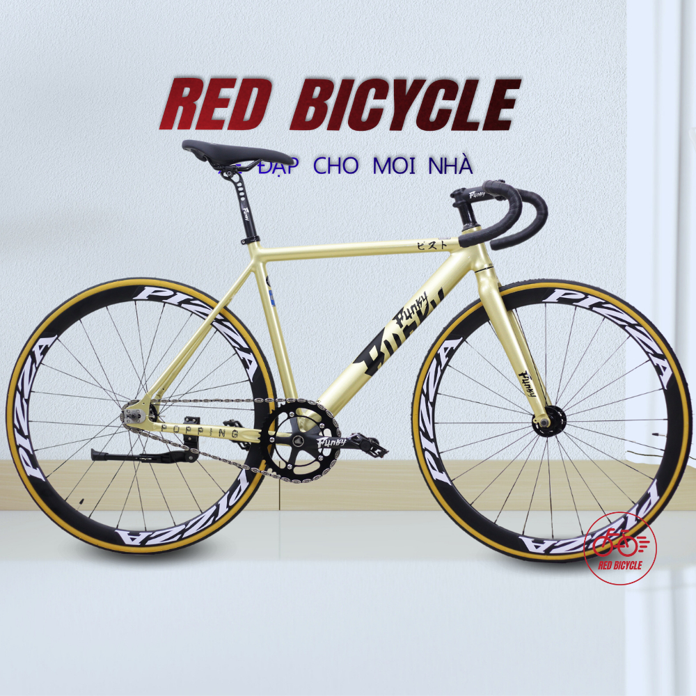 Xe Đạp Fixed Gear FUNKY POPING Màu Đồng - Xe Đạp Tay Cong, Full Nhôm ...