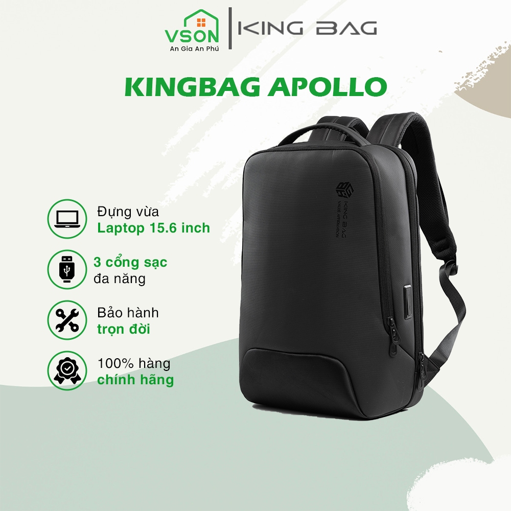 Balo Laptop KING BAG APOLLO 15.6 inch có cổng USB, trượt nước, ngăn ...