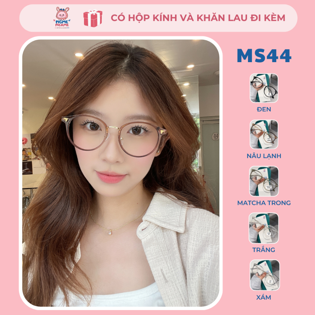 Gọng kính cận nữ mắt tròn nhựa dẻo cao cấp phối kim loại chắc chắn, bền bỉ vát kim cương phong ...
