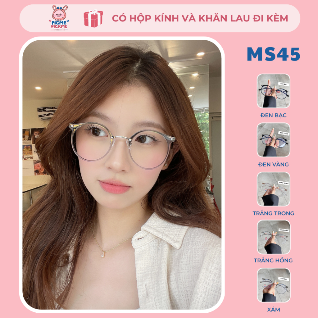 Gọng kính cận nữ mắt tròn nhựa dẻo cao cấp phối kim loại chắc chắn, bền bỉ vát kim cương phong ...