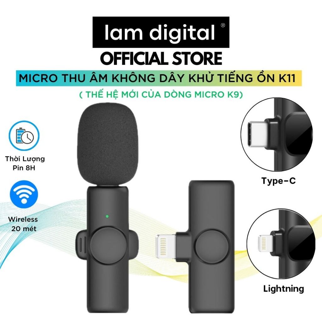 Bộ Micro Thu Âm Không Dây Khử Tiếng Ồn K11 - Bộ Mic Livestream Wireless ...