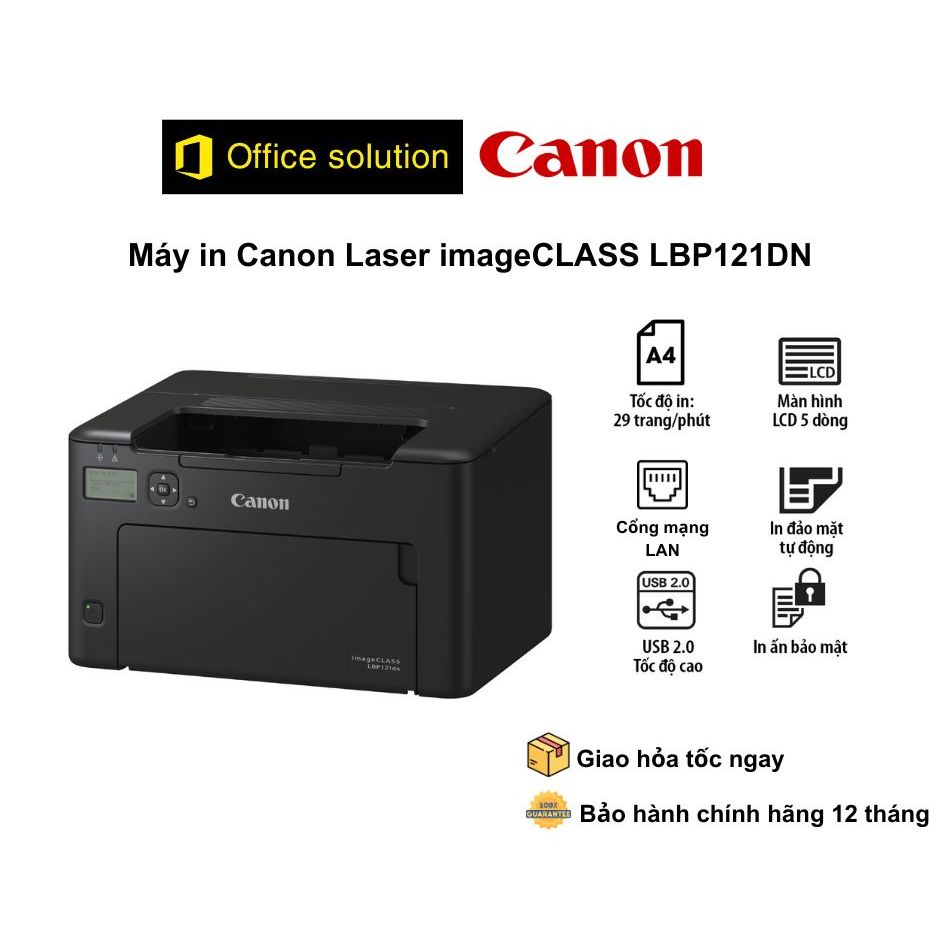 Máy in Canon Laser trắng đen LBP121dn - In 2 mặt tự động, In qua mạng ...