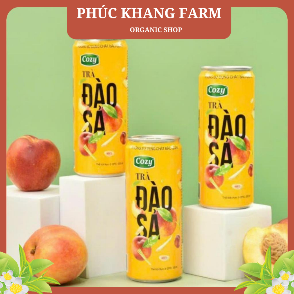 Trà Đào Sả uống liền lon 320 ml Cozy lốc 6 lon đậm vị đào sả, không ...