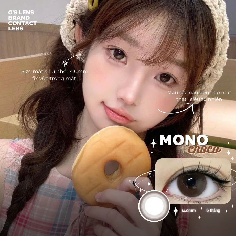 Kính áp tròng Gslens MONO CHOCO màu nâu tự nhiên giãn nhẹ cận 6 tháng G ...