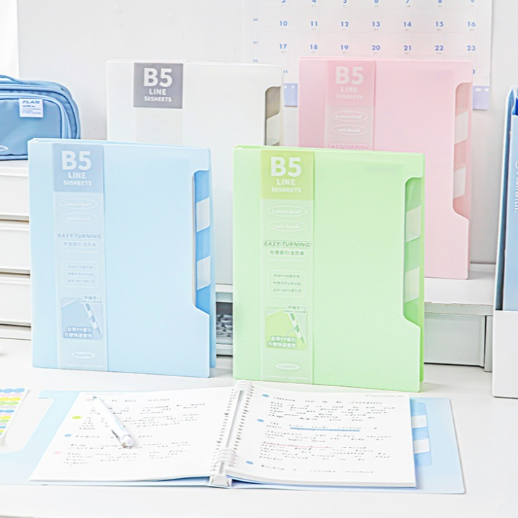 Sổ Binder B5 Planwith EASY TURNING 8 Còng Nhựa 100 Trang Giấy Kẻ Ngang Tặng Kèm 5 Tab Phân Trang ...