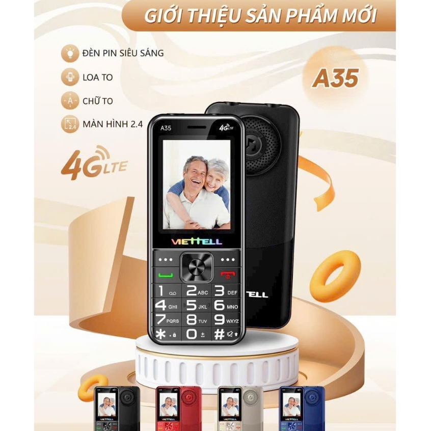 Điện thoại người già VIETELL A35 chuẩn 4G-LTE, loa to, sóng khỏe, pin trâu 7600 mAh, màn hình ...
