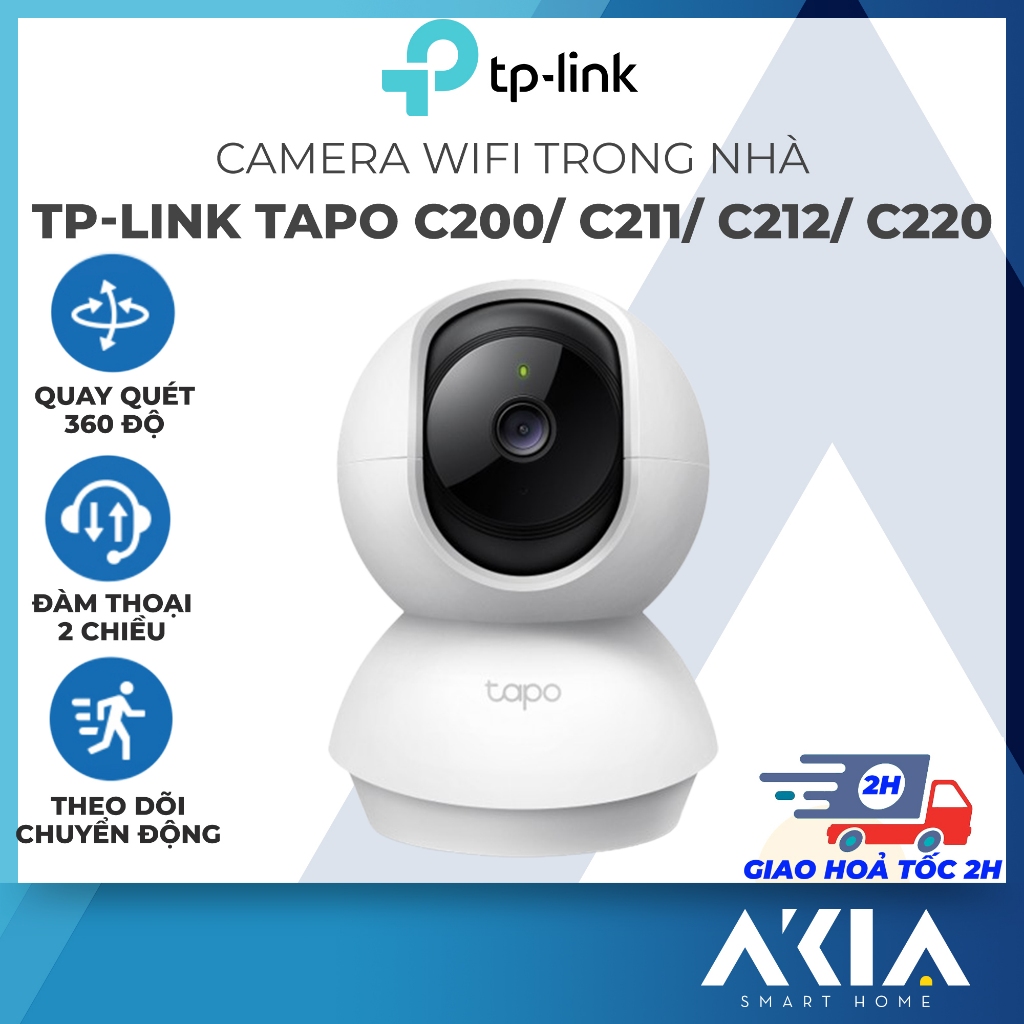 Camera wifi trong nhà TP-Link Tapo C200/ C202/ C222/ C211/ C212/ C220 Full HD 2MP/3MP/2K, xoay ...