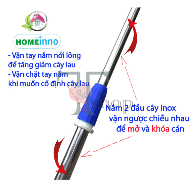 Cây Lau Nhà Công Nghiệp Inox Microfiber San Hô 45cm Homeinno Cán Rút ...