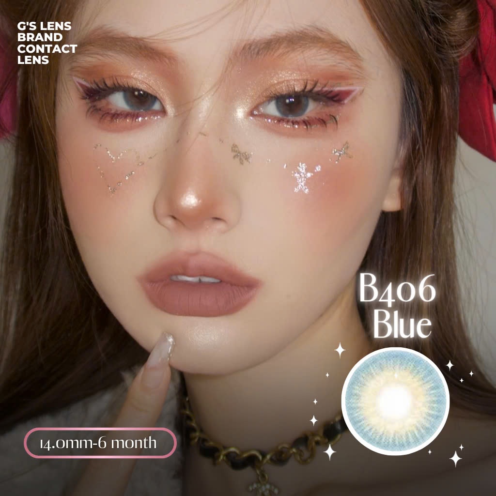Kính áp tròng Gtrendy B406 BLUE xanh tự nhiên không giãn lens cận 6 ...